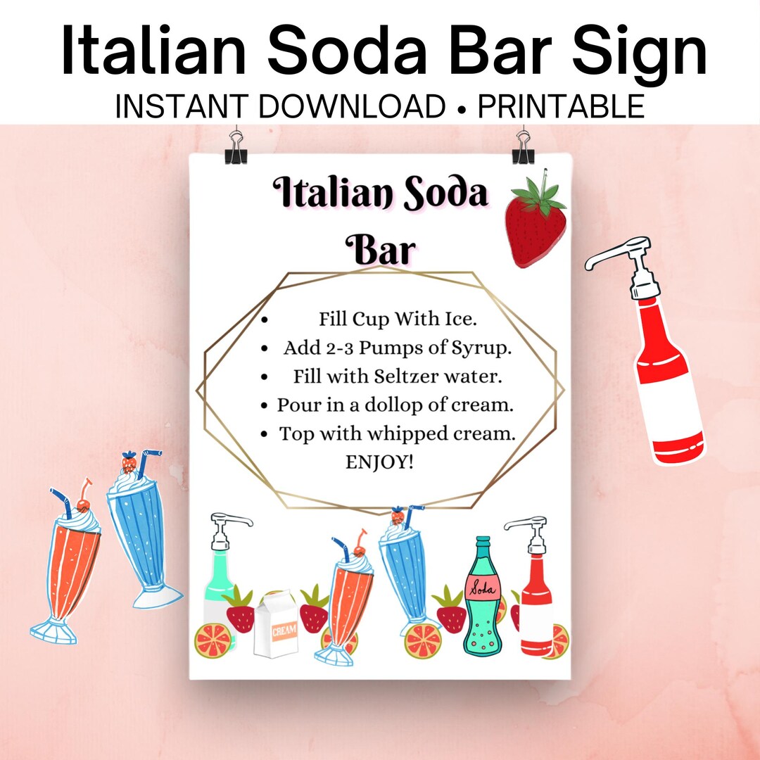 Italian Soda Bar Sign | Dirty Soda Printable | Make Your Own Soda ...