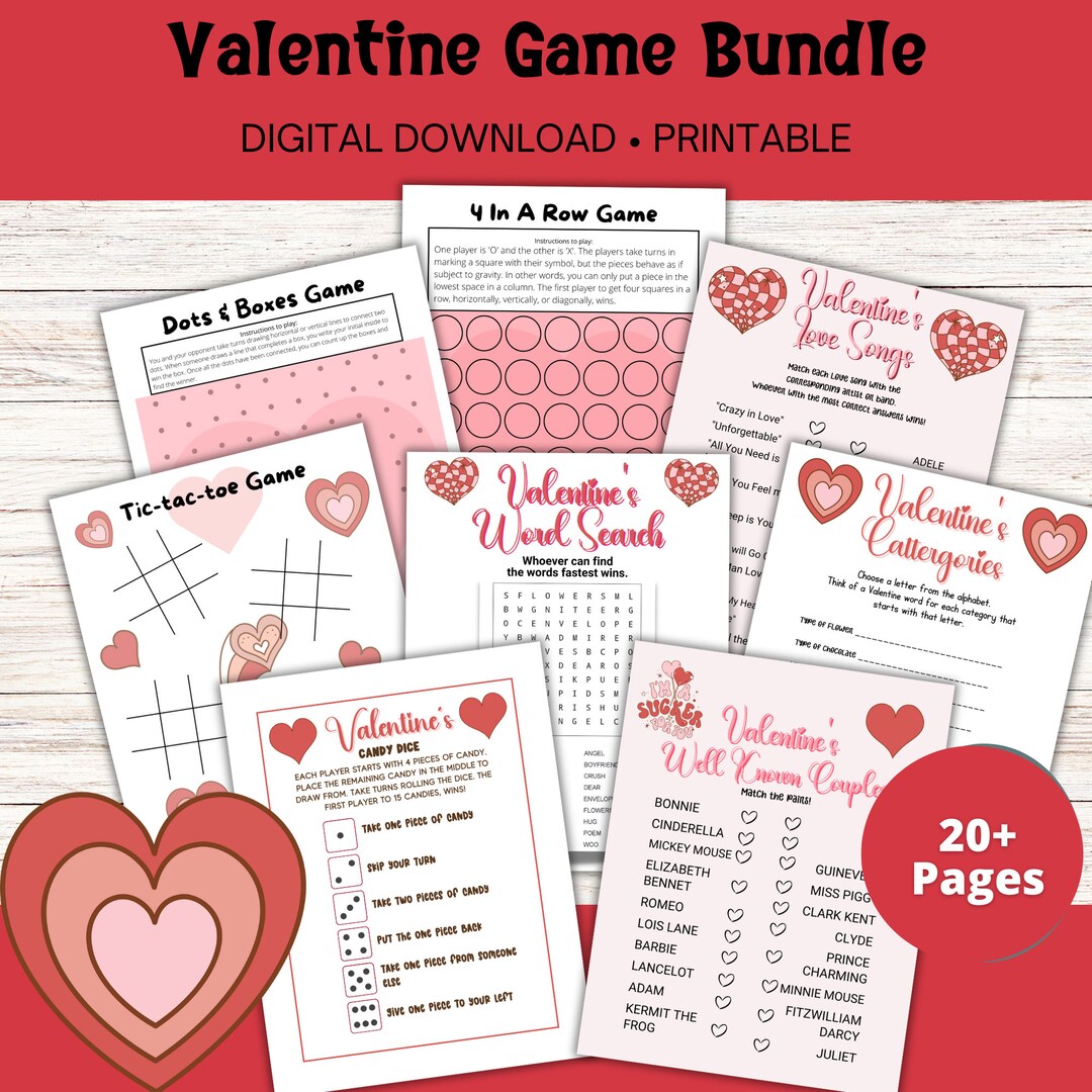 Valentine's Day Printable Games, Valentine's Game Bundle, Office Party ...