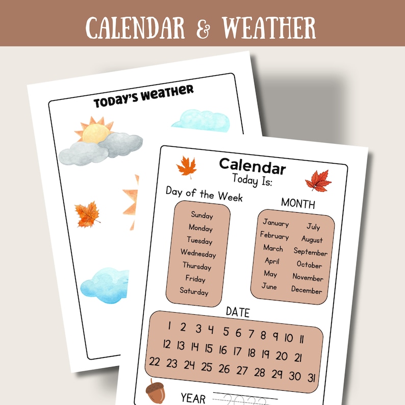 Fall Morning Menu Pages, Homeschool Morning Menu, Kindergarten ...
