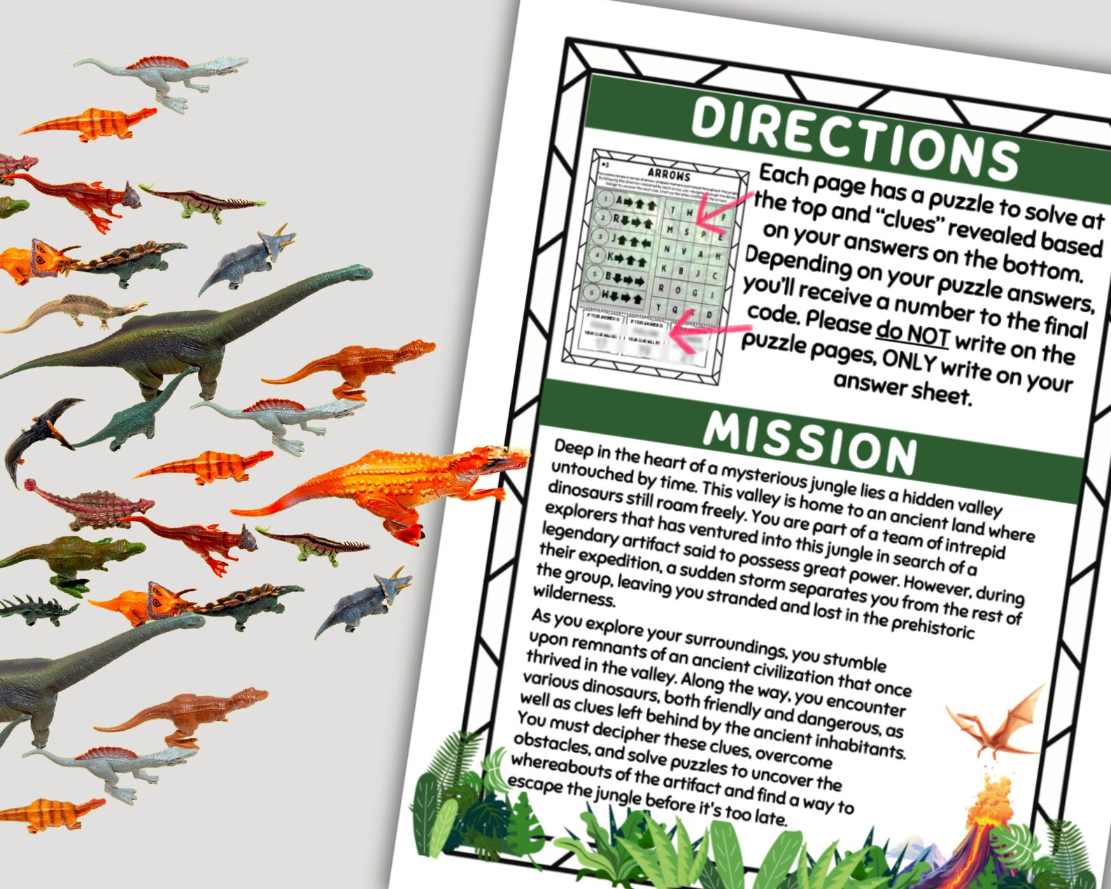 Dinosaur Escape Room for Kids. Printable Party Game, Dinosaur Games ...