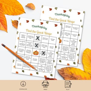 Printable Thanksgiving Find the Guest Bingo Game | Fun Icebreaker for ...