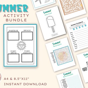 Summer Kids Activity Bundle, Summer Coloring Pages, Word Search, Summer ...