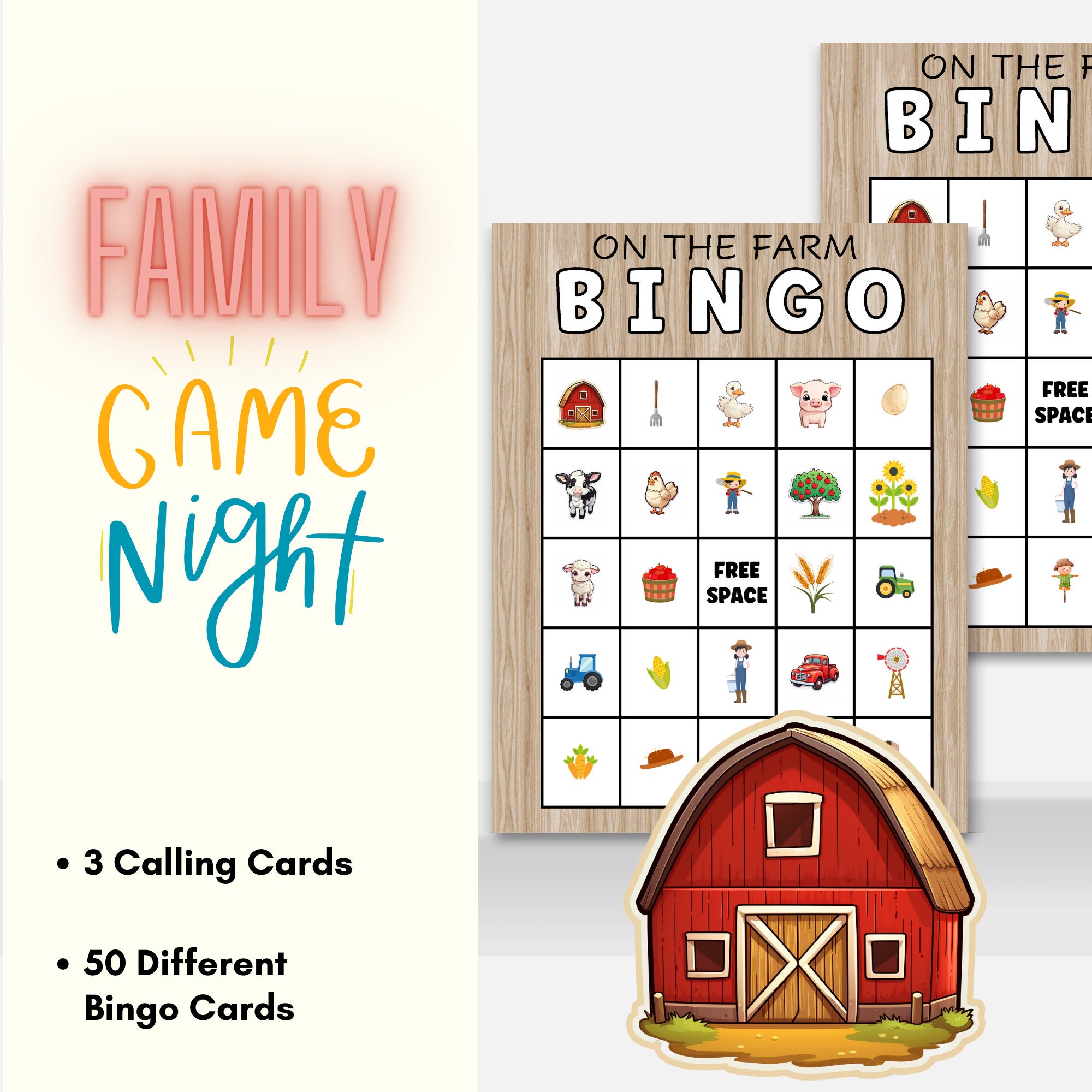 On the Farm Bingo Barnyard Bingo Game Farm Games for Kids Barnyard ...