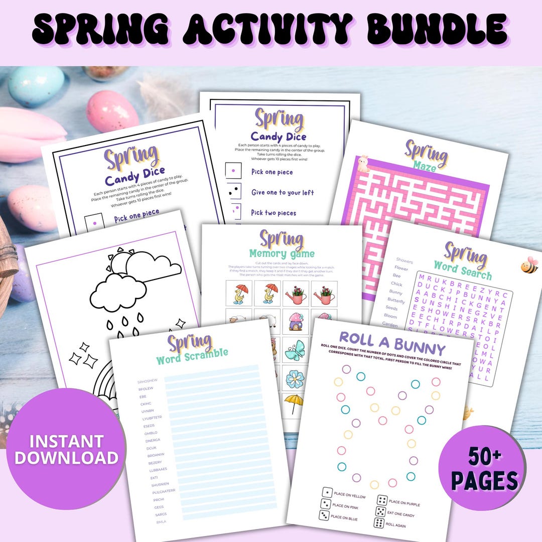 Spring Printable Game Bundles | Easter Activity Pack for Kids, Spring ...