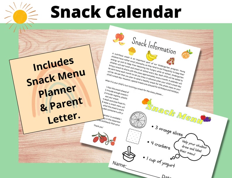 EDITABLE SNACK CALENDAR | Cactus Cutie Theme | Organize Snack Time With ...