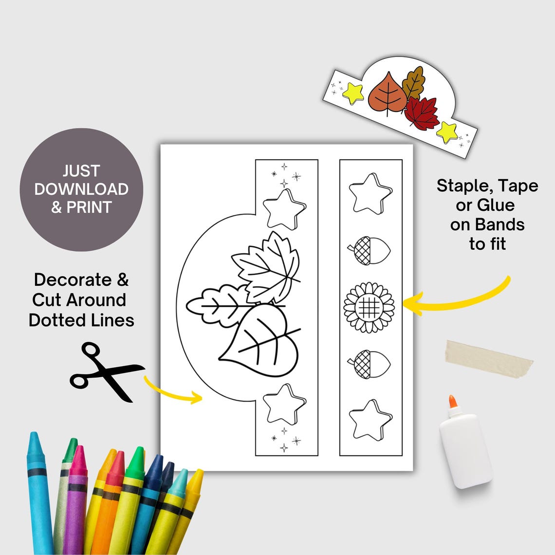 Thanksgiving Paper Crown Activity for Kids, Turkey DIY Printable Hat ...