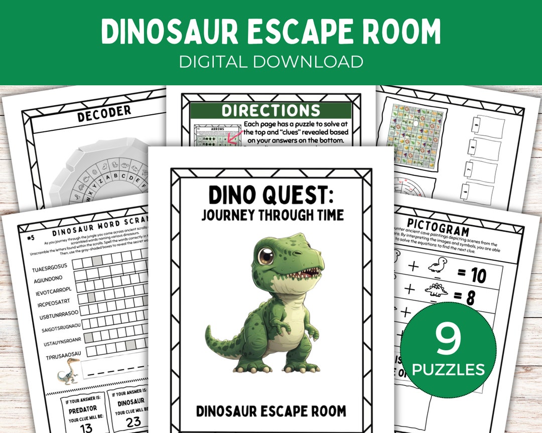 Dinosaur Escape Room for Kids. Printable Party Game, Dinosaur Games ...