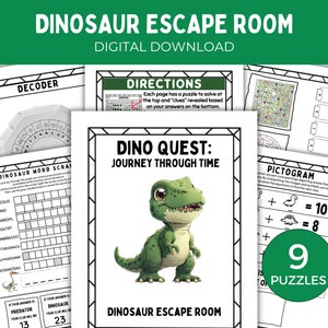 Dinosaur Escape Room for Kids. Printable Party Game, Dinosaur Games ...
