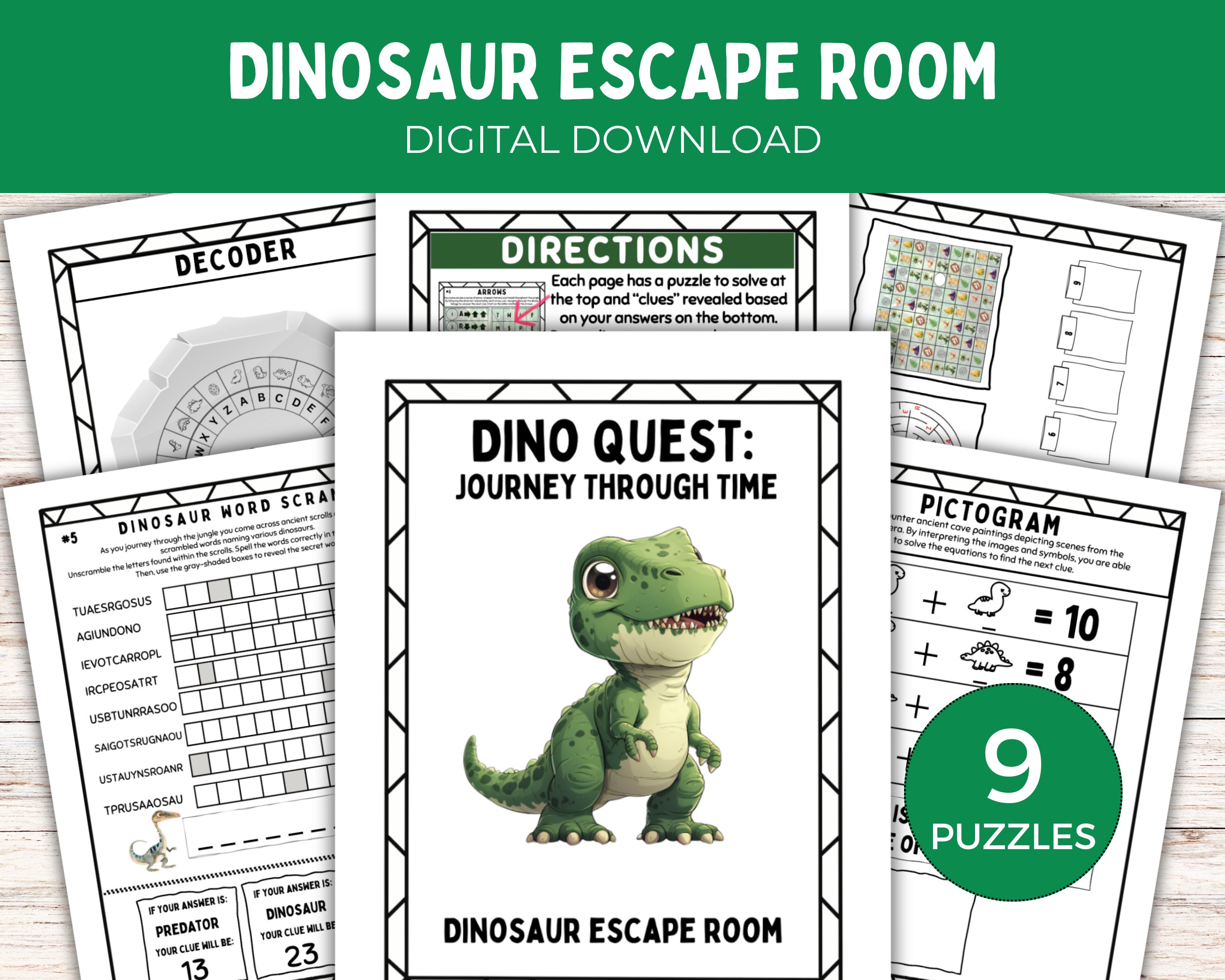 Dinosaur Escape Room for Kids. Printable Party Game, Dinosaur Games ...