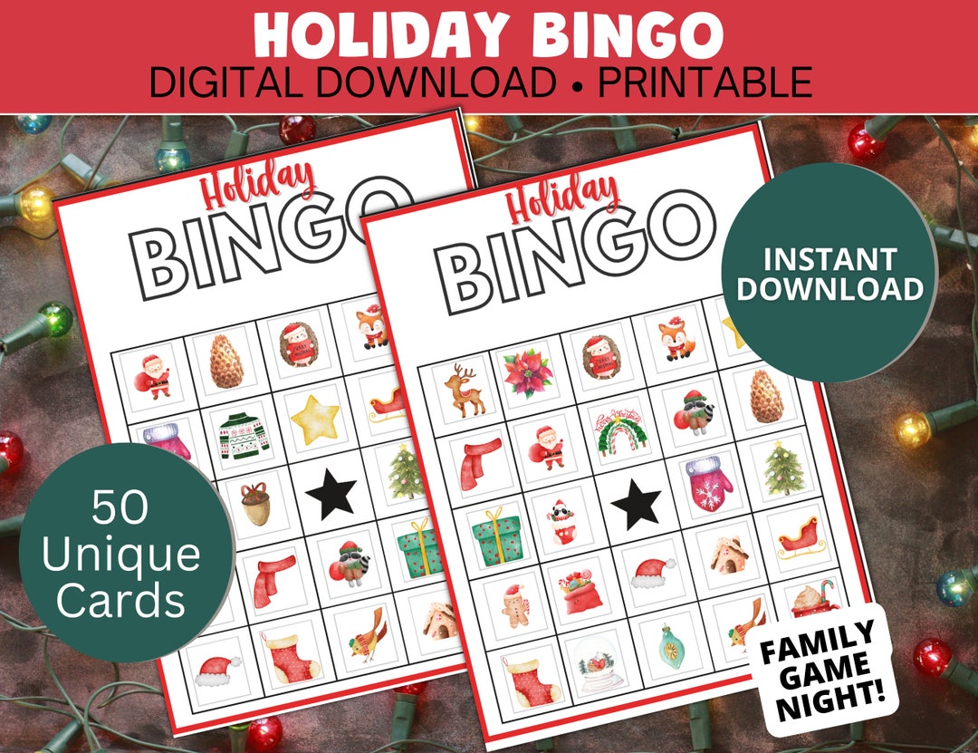 Holiday BINGO Game for Kids and Adults, Christmas Family Activity ...