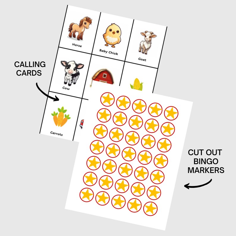 On the Farm Bingo Barnyard Bingo Game Farm Games for Kids Barnyard ...