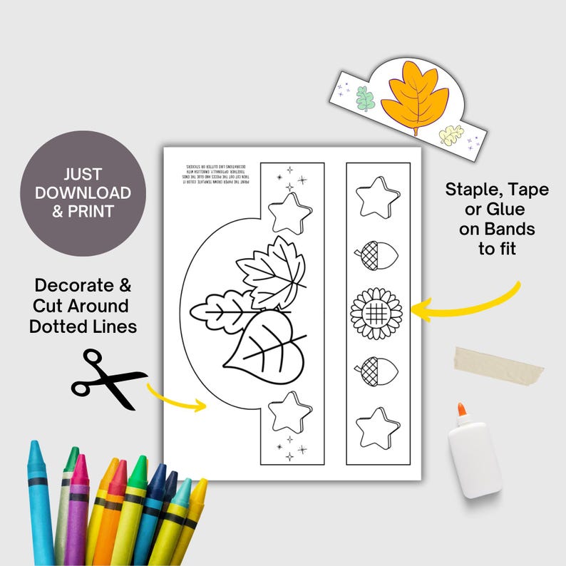Fall Season Paper Crown Activity for Kids, Thanksgiving DIY Printable ...
