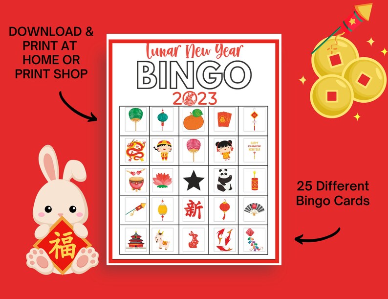 Lunar New Year BINGO Game for Kids and Adults Family - Etsy