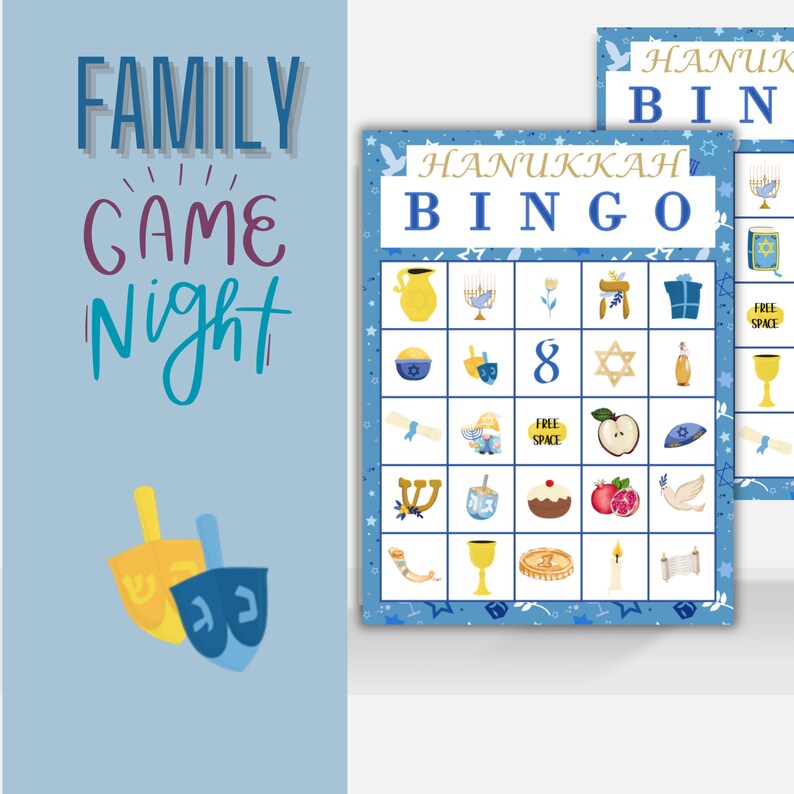 Hanukkah BINGO Game for Kids and Adults | Hanukkah Games | Hanukkah ...