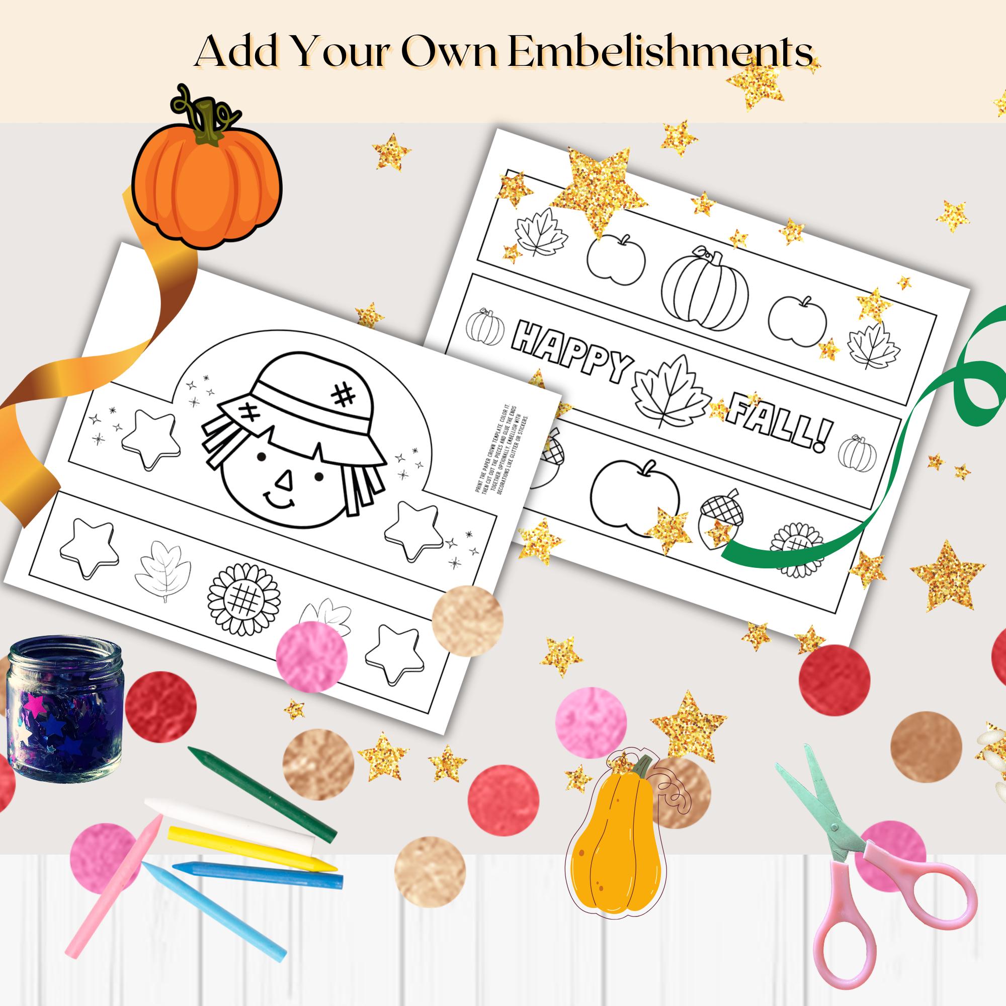 Fall Season Paper Crown Activity for Kids, Thanksgiving DIY Printable ...