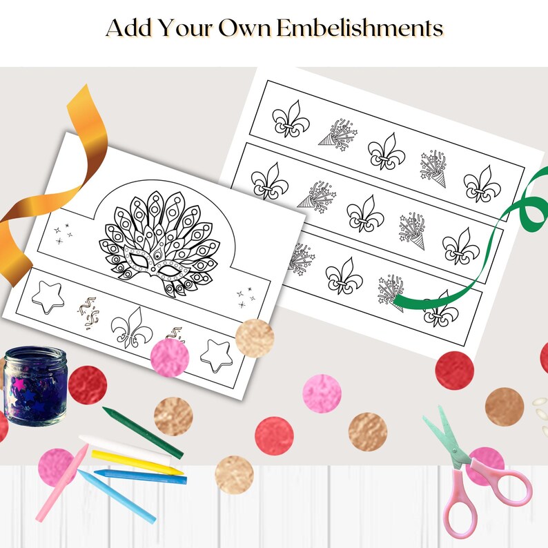 Mardi Gras Crown Craft - Carnival Headband - King Queen Crown Template ...