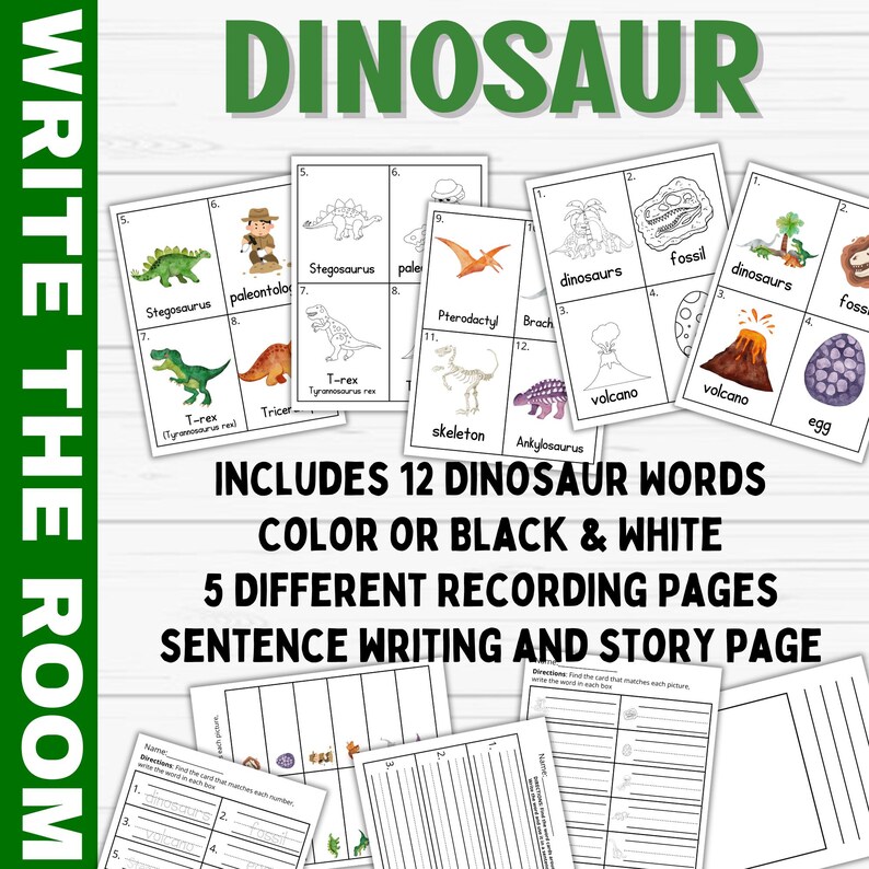 Dinosaur Write the Room | Fun Dinosaur Activity for Kids | Dinosaur ...