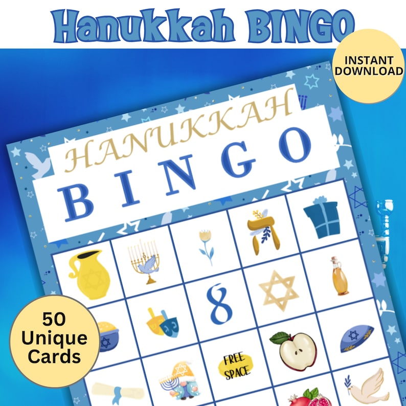 Hanukkah BINGO Game for Kids and Adults | Hanukkah Games | Hanukkah ...