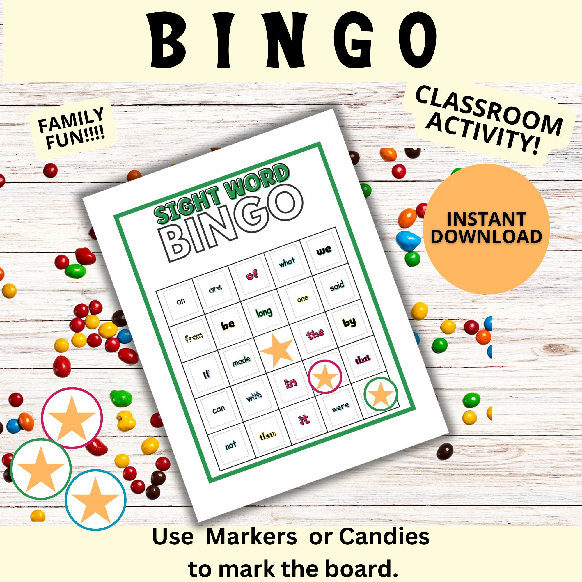 Sight Words Bingo | Kindergarten, First Grade, Homeschool Bingo Game - Etsy