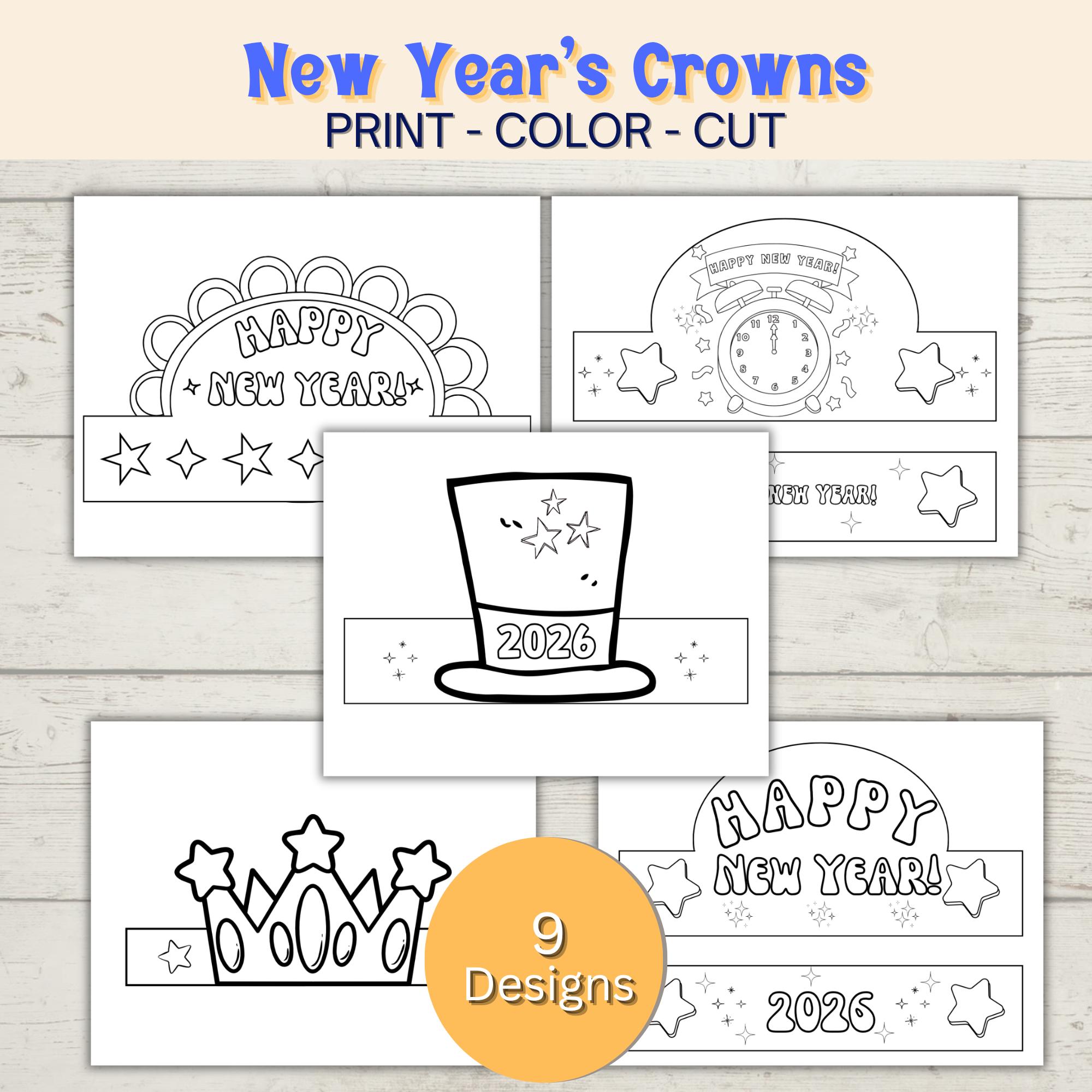 New Year Party Hat Printable - Kids Craft Activity - Fun NYE Craft ...