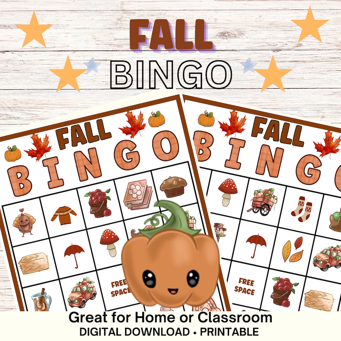 Fall BINGO Game for Kids and Adults, Friendsgiving Printable Games ...