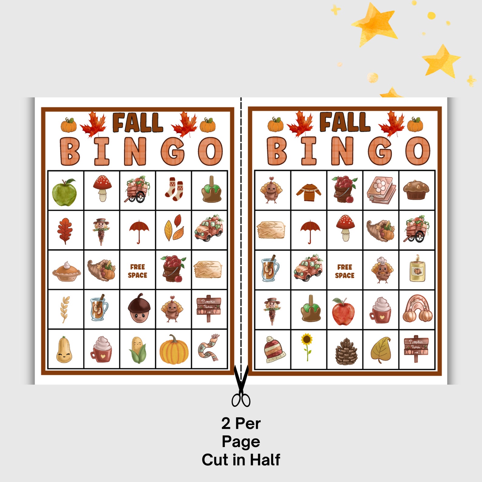 Fall BINGO Game for Kids and Adults, Friendsgiving Printable Games ...