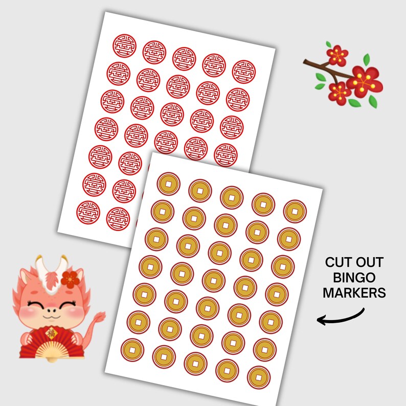 Lunar New Year BINGO Game for Kids and Adults, Family Activity, Holiday ...