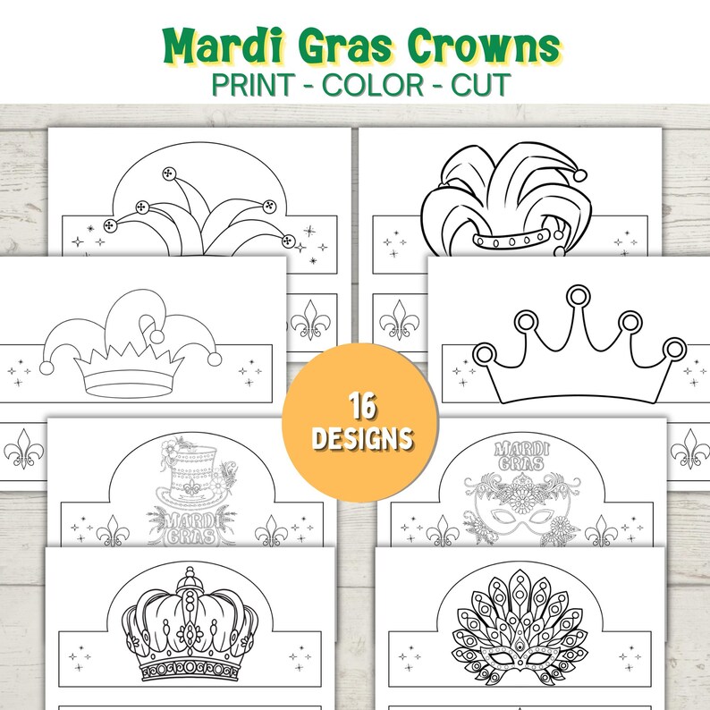 Mardi Gras Crown Craft - Carnival Headband - King Queen Crown Template ...