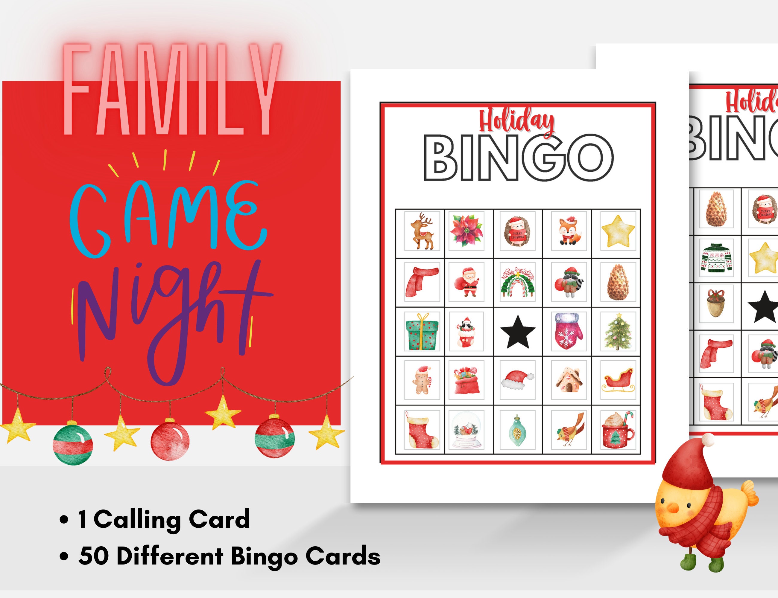 Holiday BINGO Game for Kids and Adults, Christmas Family Activity ...
