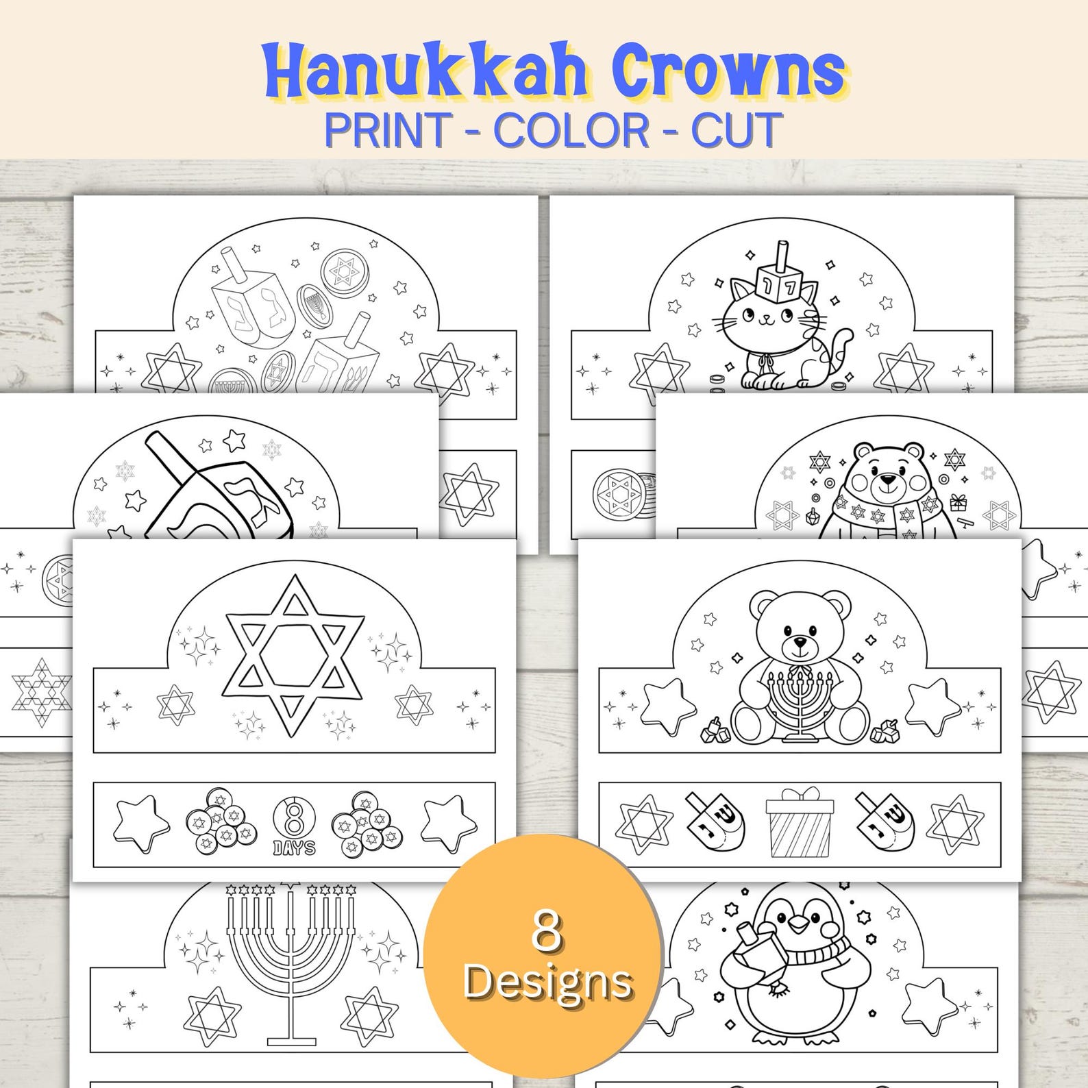 Hanukkah Crown Printable - Chanukah Menorah Hat Craft - Jewish ...
