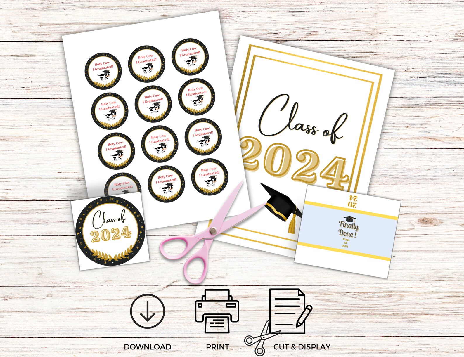 GRADUATION BUNDLE Class of 2024 Graduation Party Decorations Printable ...