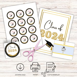 GRADUATION BUNDLE Class of 2024 Graduation Party Decorations Printable ...