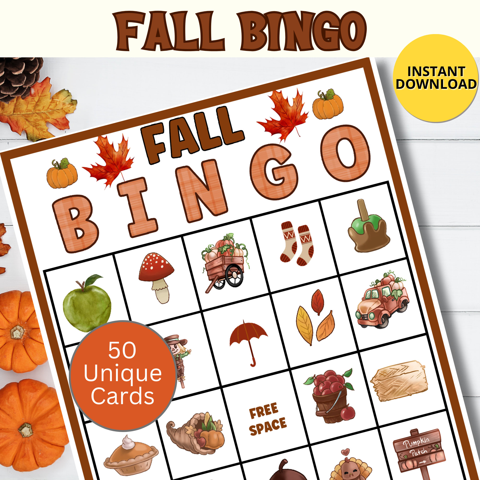 Fall BINGO Game for Kids and Adults, Friendsgiving Printable Games ...