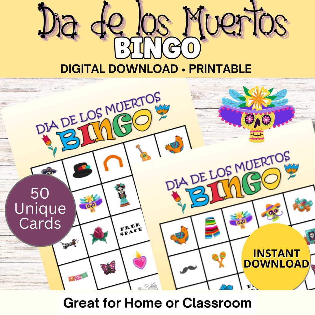 Día De Los Muertos Bingo Cards - Printable Game for Kids & Adults - Fun ...