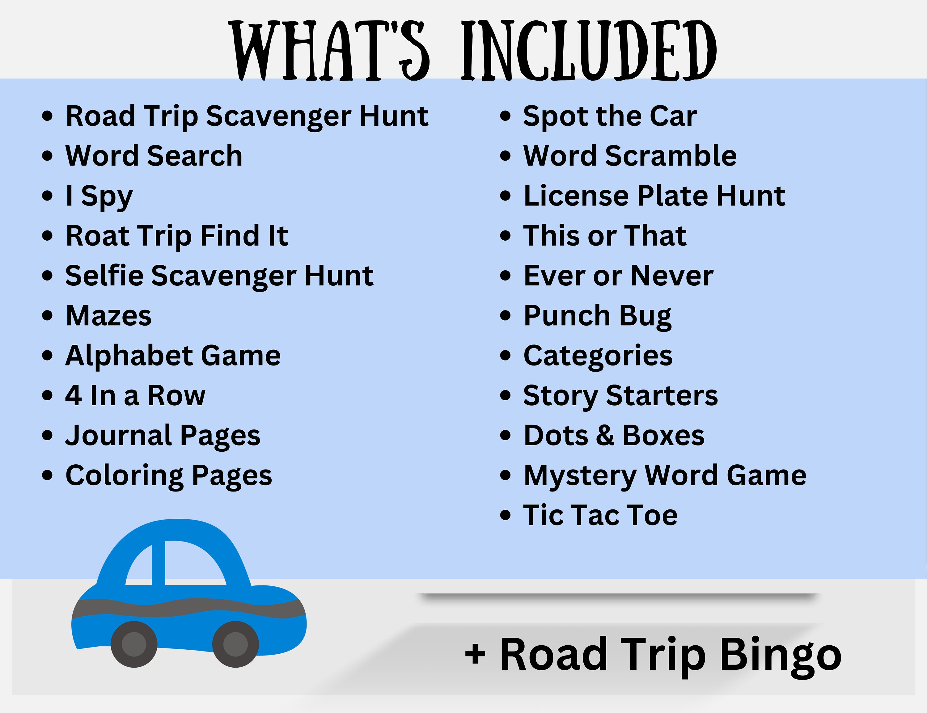 Family Road Trip Games Printable, Kids Car Games, Vacation Scavenger ...