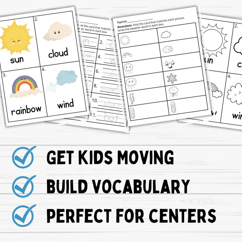 Weather Write the Room | Printable Weather Vocabulary Activity for Kids ...