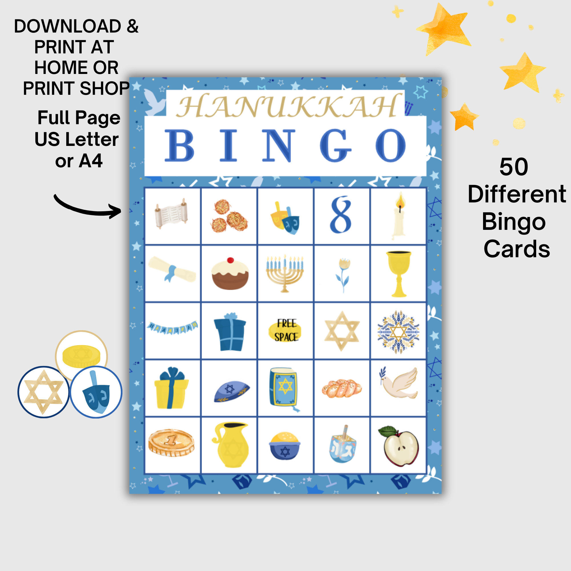 Hanukkah BINGO Game for Kids and Adults Hanukkah Games Hanukkah Kids ...