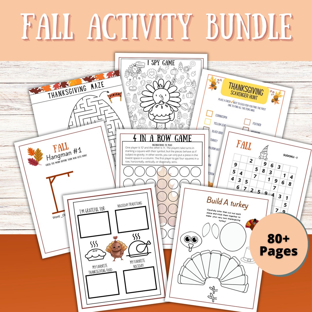 Fall Activity Bundle | Fall Party Game Printables | Fall Coloring ...