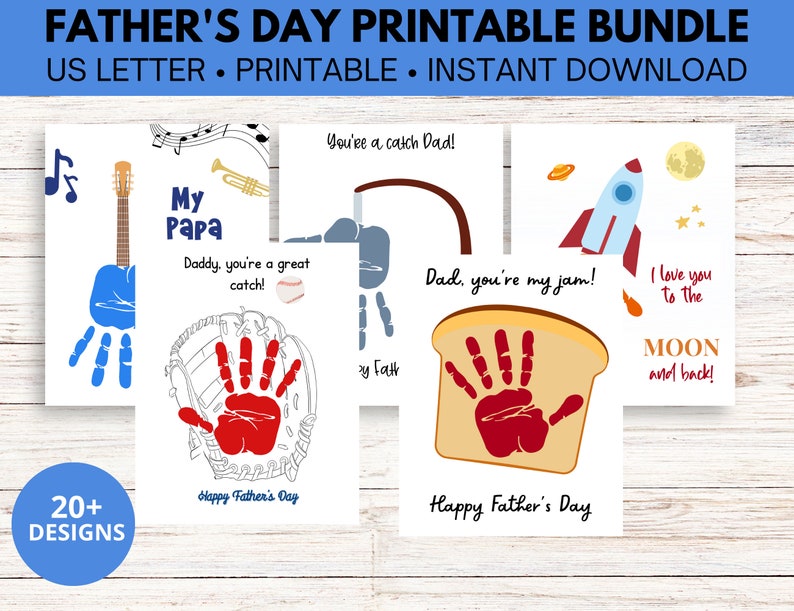 Father's Day Handprint Craft Bundle Kids Handprint Art Dad Keepsake ...