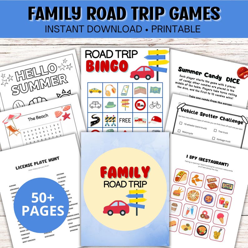 Printable Family Road Trip Games | Kids Travel Activities | Vacation ...