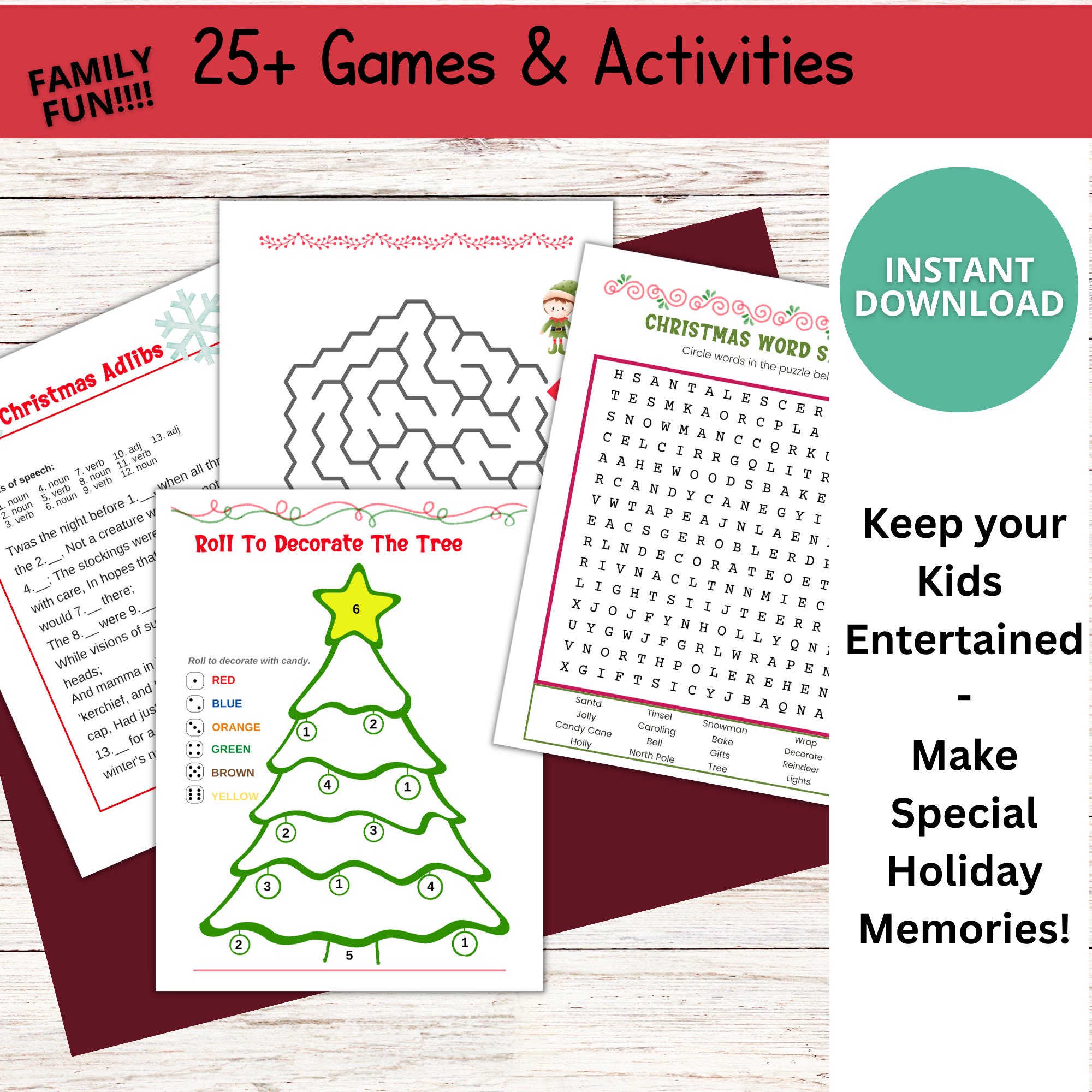Christmas Fun for Kids: Printable Activity Bundle With Over 25 Engaging ...