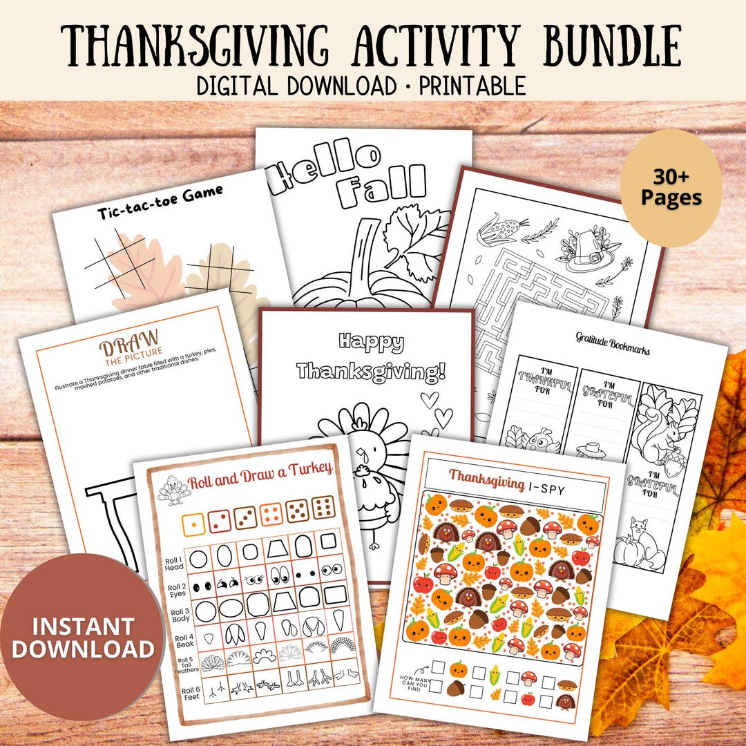 Thanksgiving Kids Activity Pack | Printable Games & Coloring Pages ...