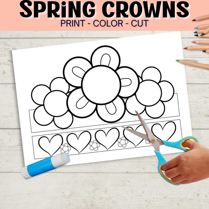 Spring Crown Printable, Flower Crown Template for Kids, DIY Spring ...