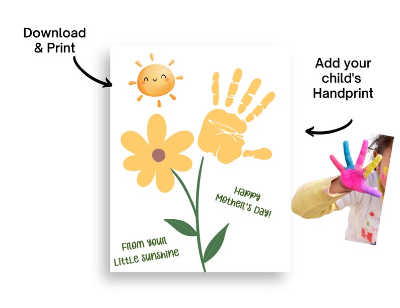 Mother's Day Hand-print Art Bundle, Mother's Day Preschool Crafts ...