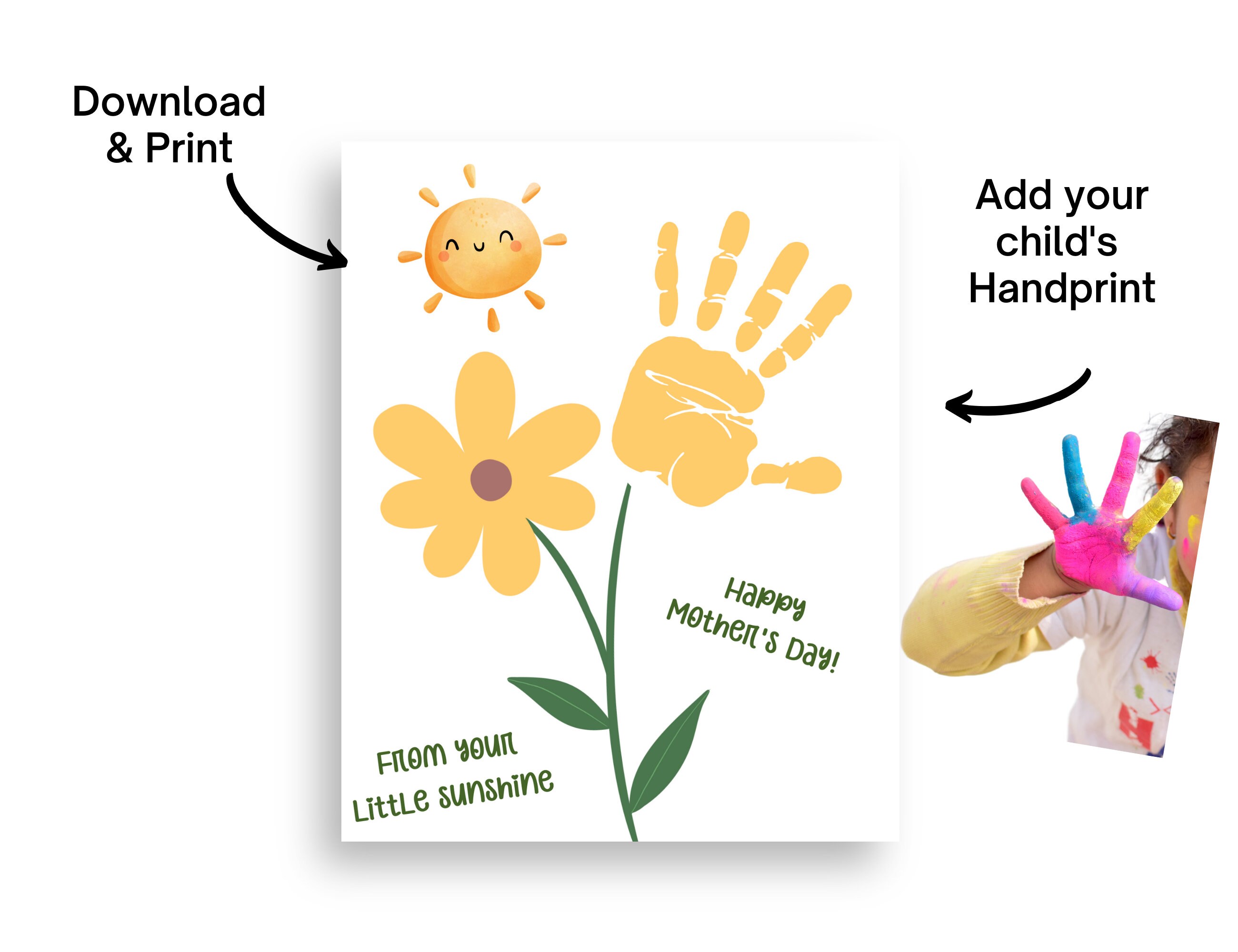 Mother's Day Hand-print Art Bundle, Mother's Day Preschool Crafts ...