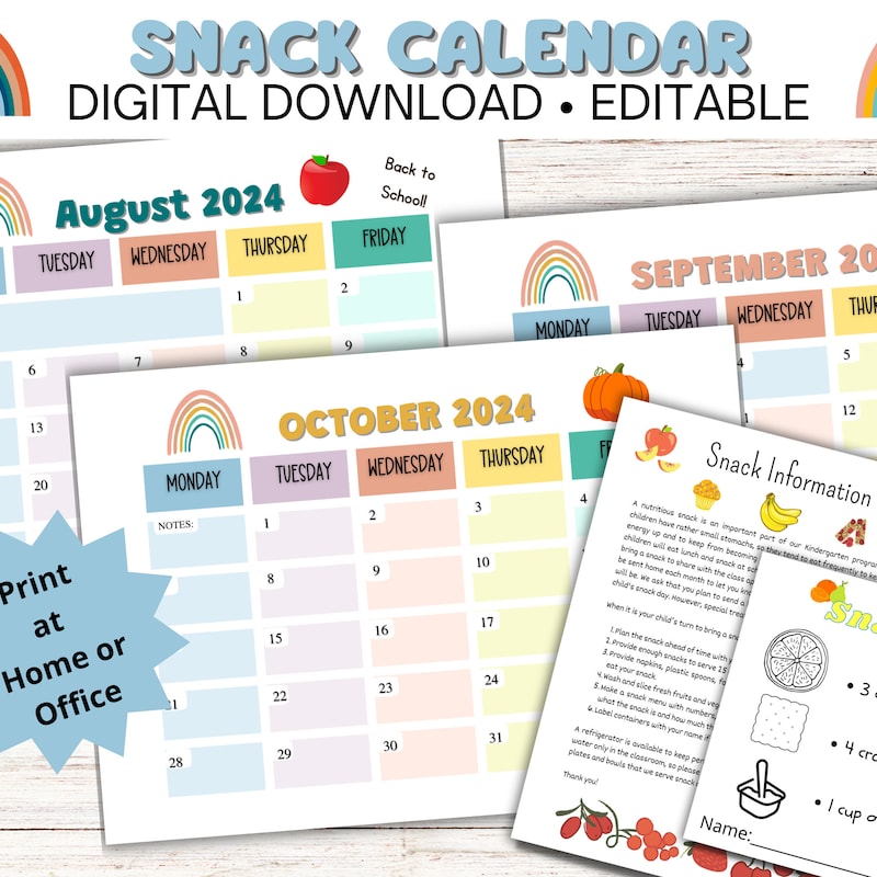 Editable Calendar - Etsy