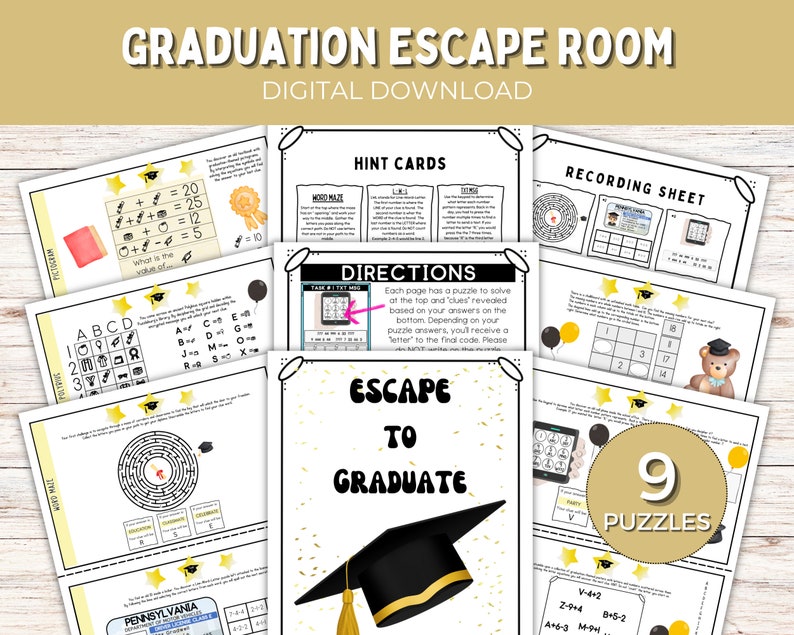 Graduation Escape Room | Printable Escape Room Game | Family Game Night ...