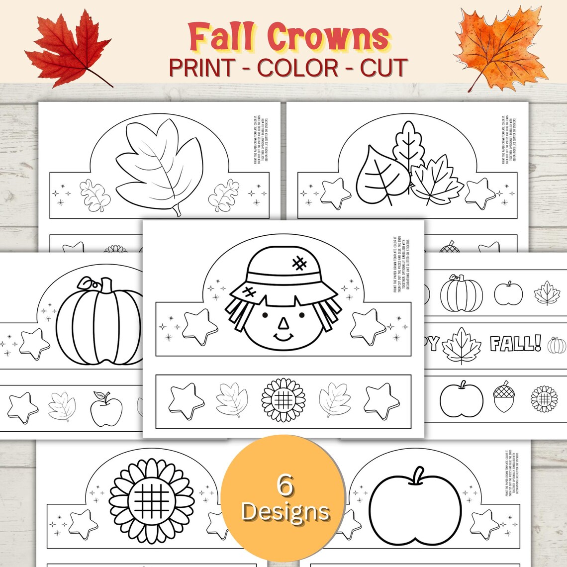 Fall Season Paper Crown Activity for Kids, Thanksgiving DIY Printable ...