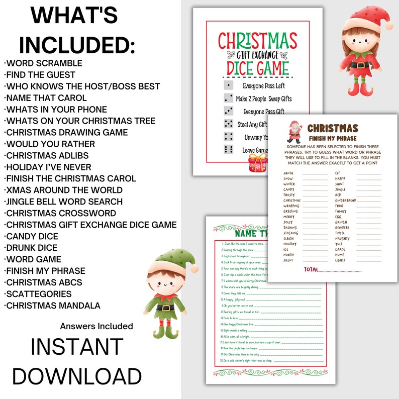 Christmas Game Bundle, Office Party Games, Christmas Party Games for ...