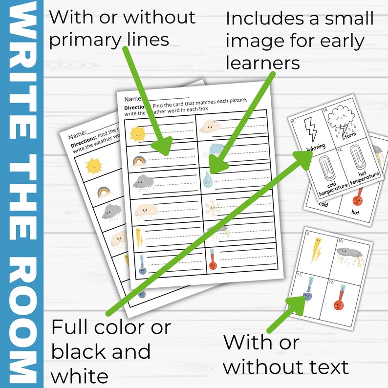 Weather Write the Room | Printable Weather Vocabulary Activity for Kids ...